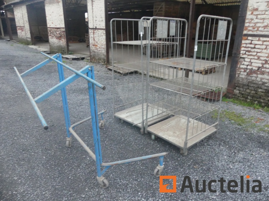 Mesh sided trolley galvanized Sarma, metal trolley - Trolley - auctelia.com