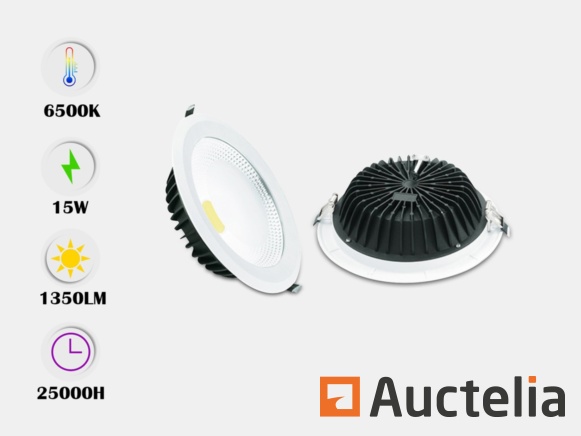 10 x Venus 15w LED Spot COB encastrable rond 6500K (blanc) - Matériel ...