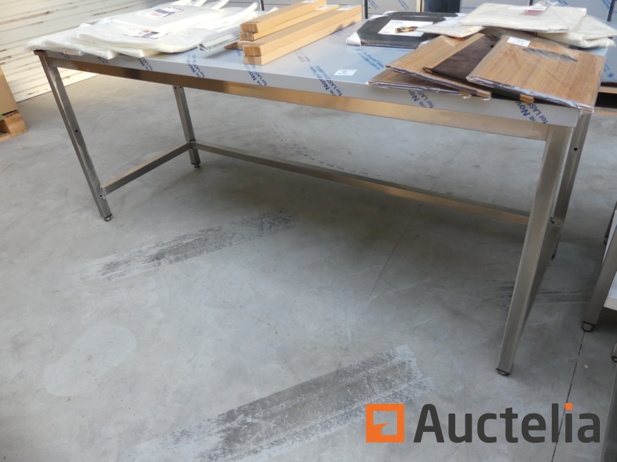 3512-027 - Centrale Werktafel roestvrij staal gelaste voet - Inox tafe ...